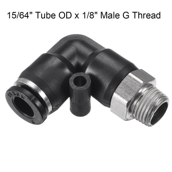 PL6-01 Push to Connect Tube Fitting, 15/64" Tube OD x 1/8" PT Thread - Black - 15/64" OD x 1/8 ...